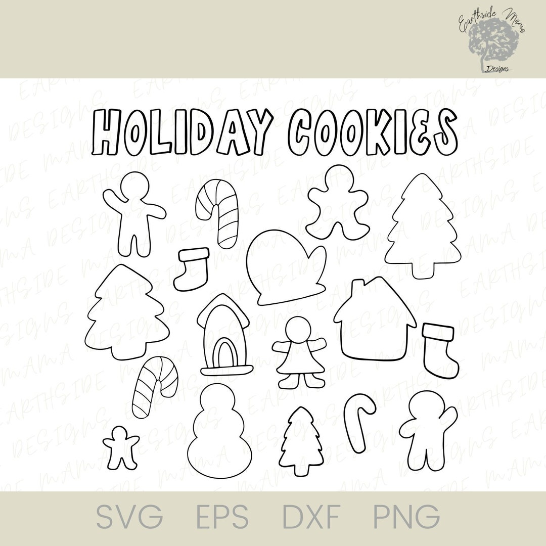 Christmas Cookie SVG - Holiday Cookie Cut File - Christmas Hand Drawn ...