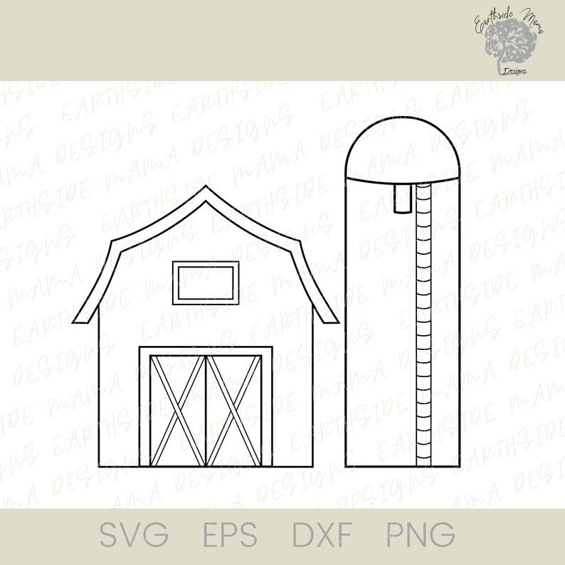 Barn & Silo Outline SVG Barn Silo Cut File Farm Clipart - Etsy