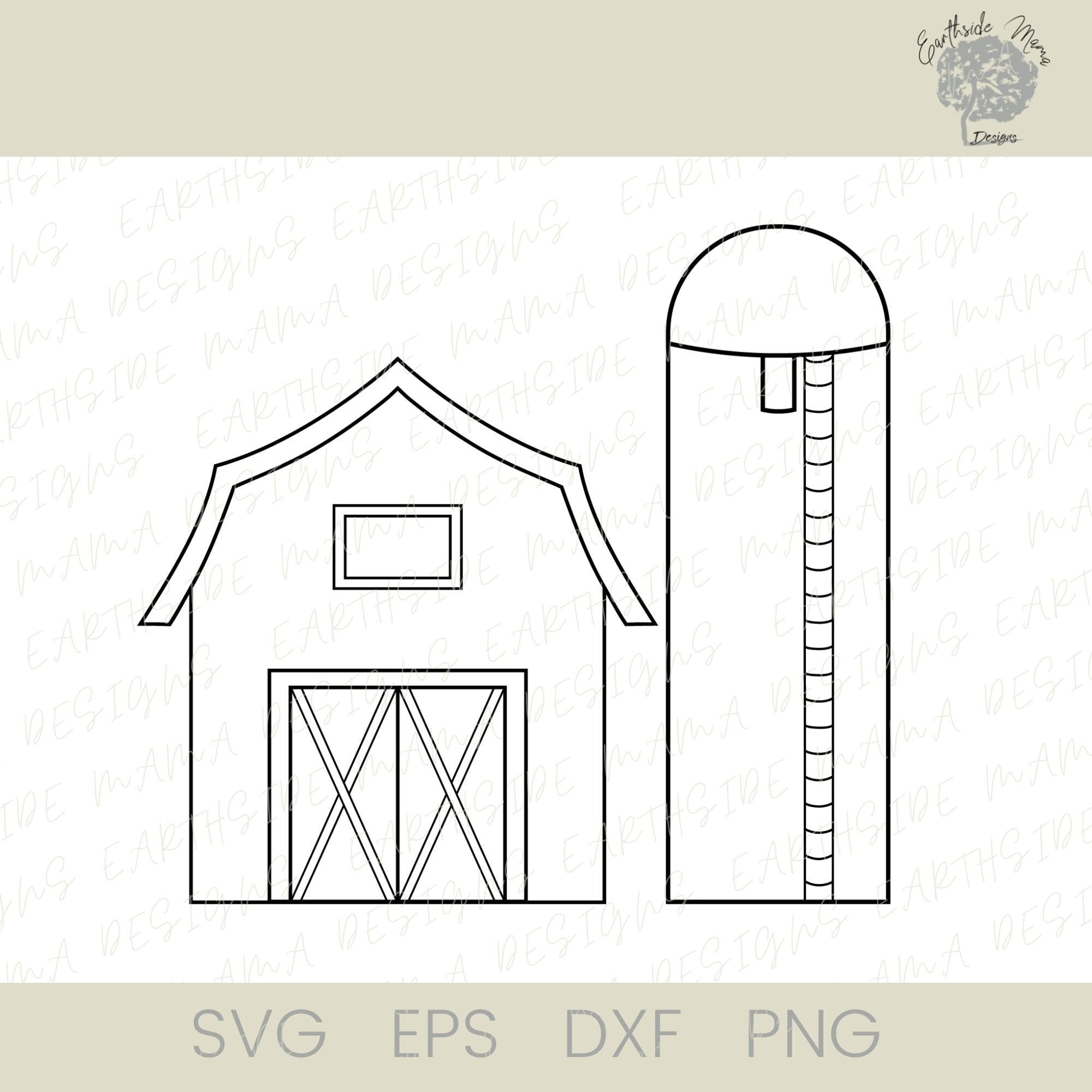 Barn & Silo Outline SVG Barn Silo Cut File Farm Clipart - Etsy Portugal