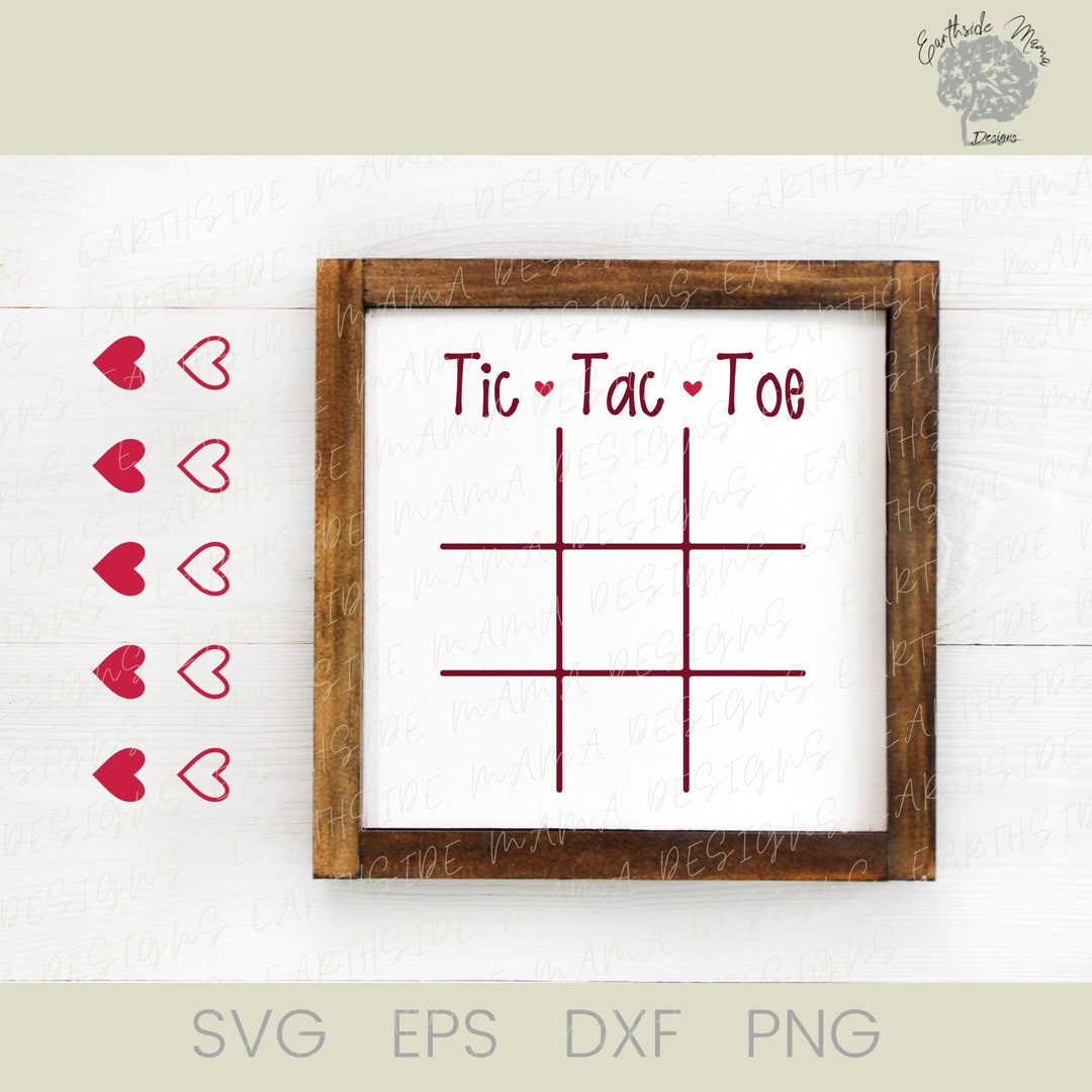 Valentines Tic Tac Toe SVG - Heart Game Design - Vday Heart Tictac Toe ...