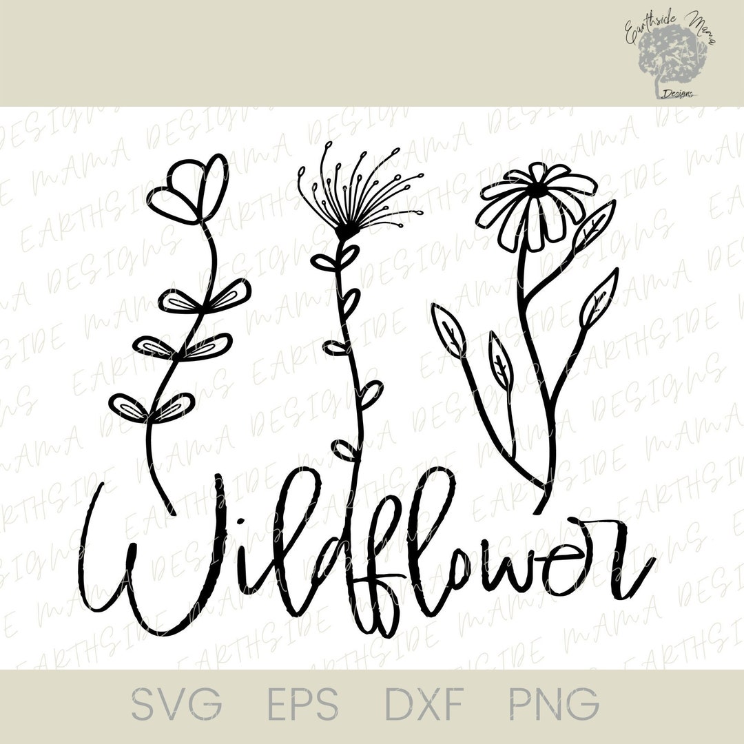 Wild Flower SVG - Hand Drawn Wildflower Design - Spring Cut File ...