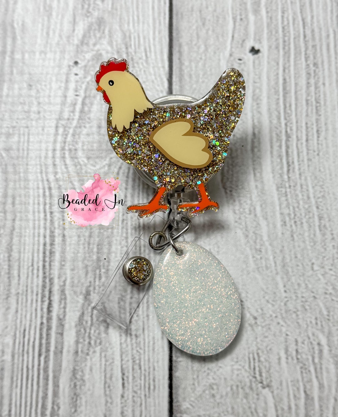 Chicken and Egg Glitter Badge Reel: Nurse Gift - Etsy