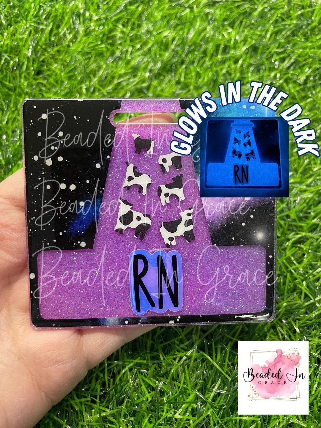 Cow Abduction Badge Buddy, Glow in the Dark, Galaxy Badge Buddy, Space ...