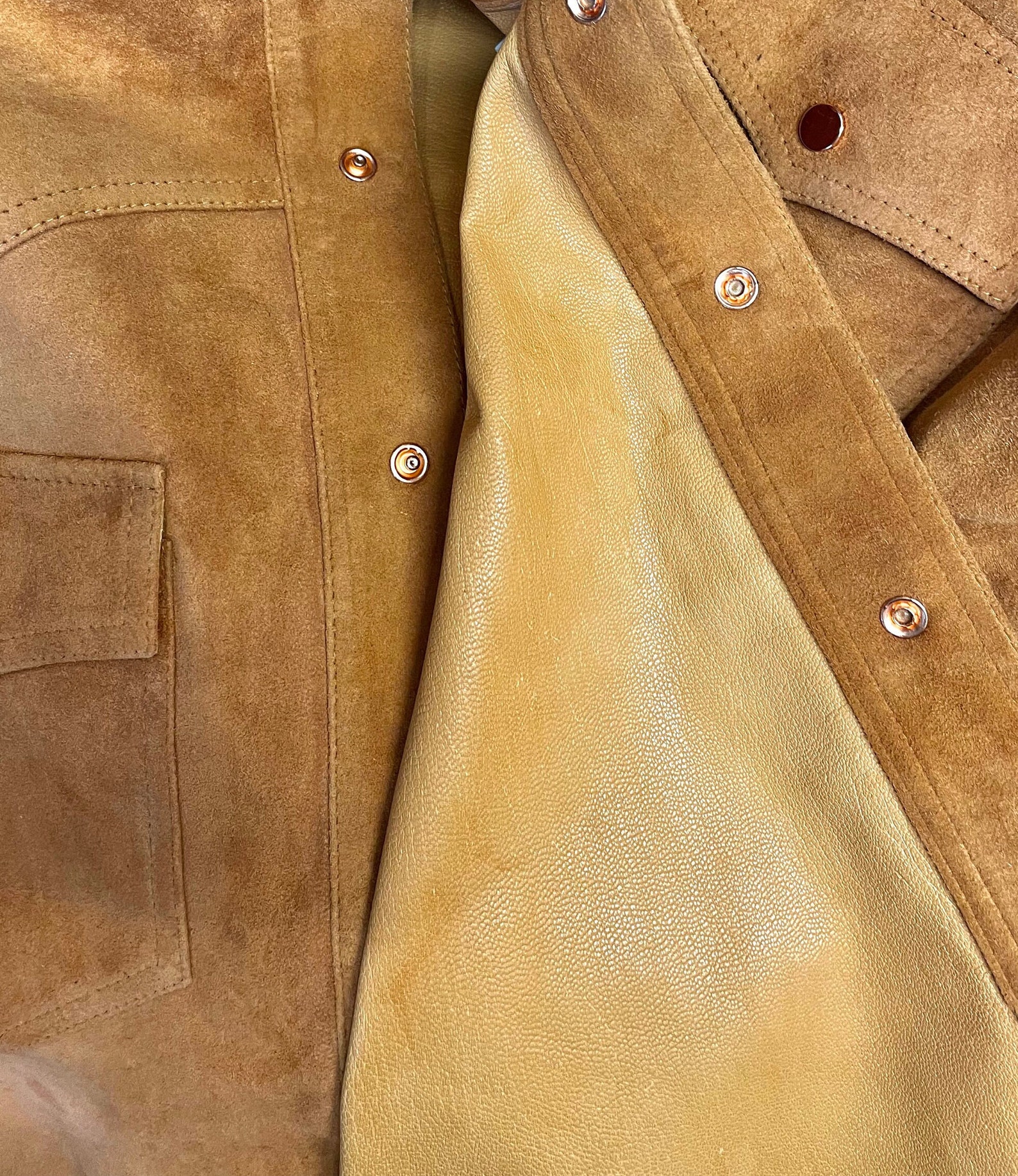Tan Suede Western Leather Shirt for Men , Vintage Style Real Leather ...
