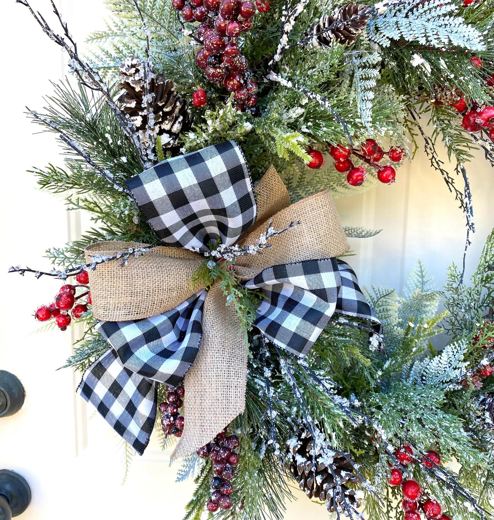Rustic Country Christmas Wreath, Winter Wreath, Traditional Holiday ...