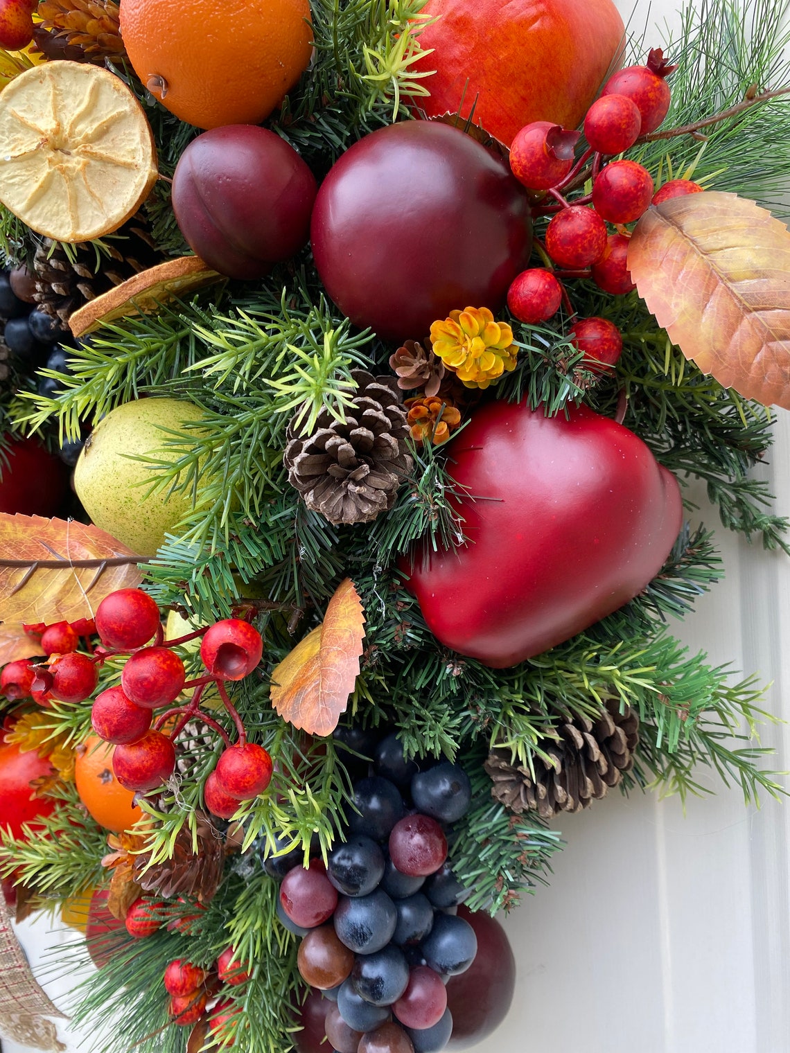 Christmas Williamsburg Wreath, Christmas Fruit Wreath, Holiday Decor ...