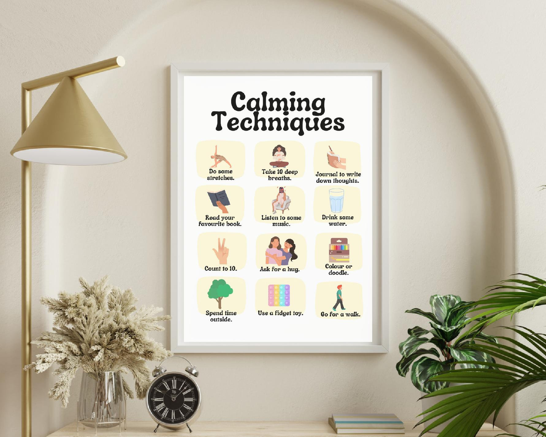 Calming Corner Wall Art Poster, Calm Down Strategies Sign Printable ...