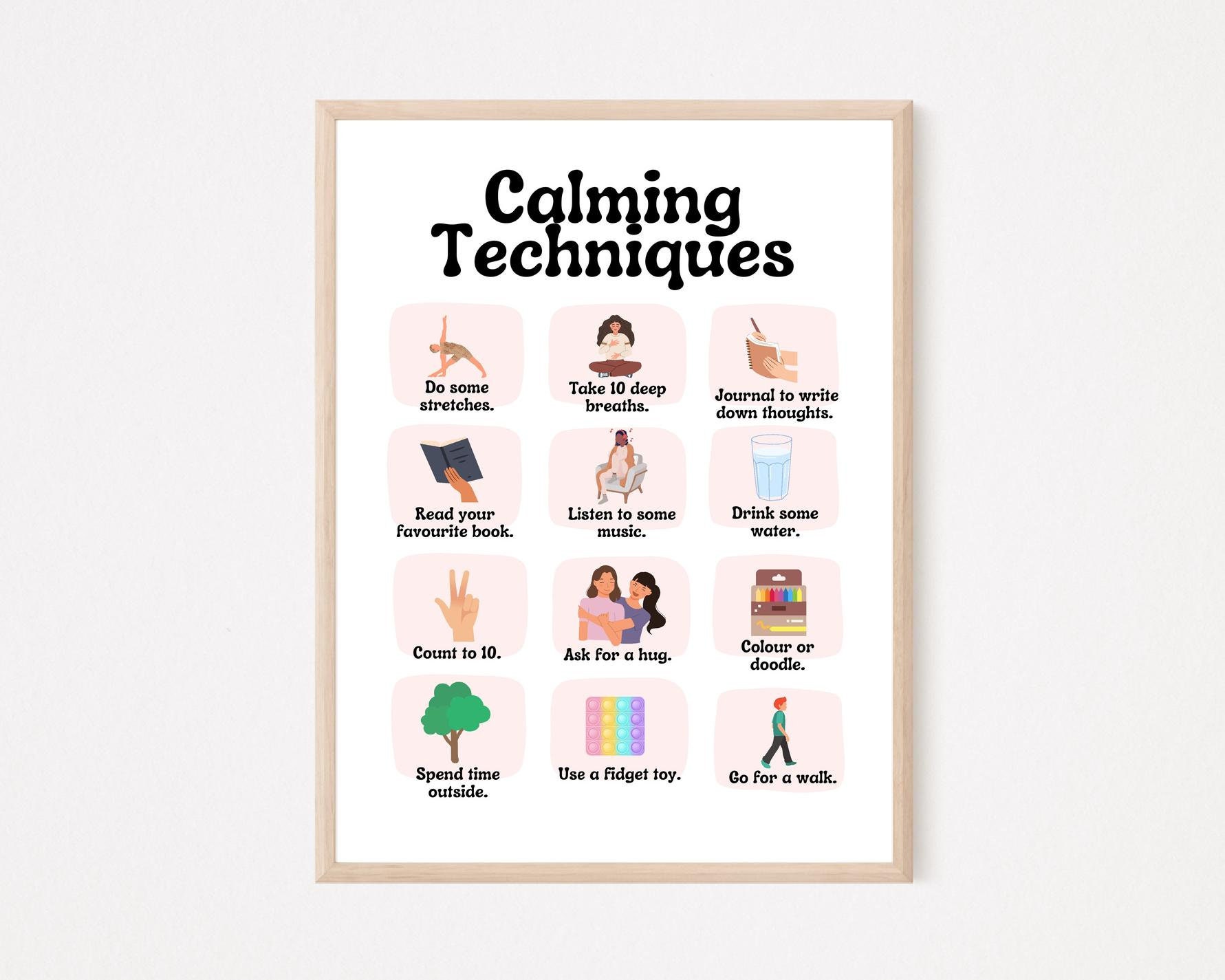 Calming Corner Strategies Poster Chart, Calming Techniques, Calming ...