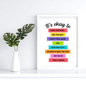 It's Okay to Not Be Okay Poster Rainbow, Classroom Poster, Educational ...