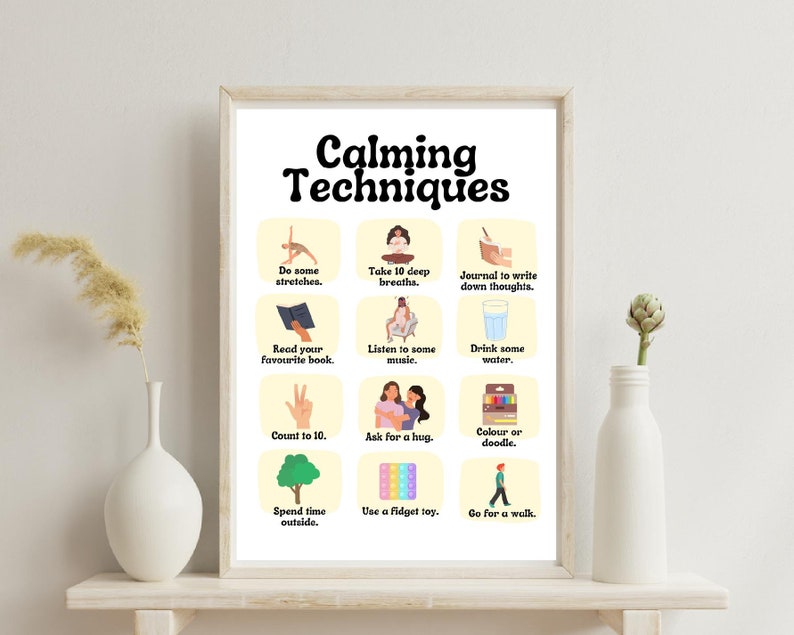 Calming Corner Wall Art Poster, Calm Down Strategies Sign Printable ...