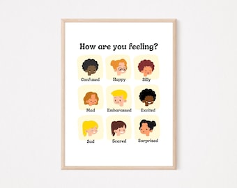 Feelings Poster, Emotions Chart, Classroom Decor, Homeschool Decor ...
