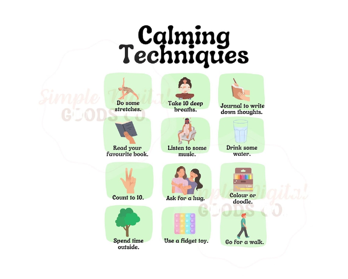 Calming Corner Strategies Poster Chart, Calming Techniques, Calming ...
