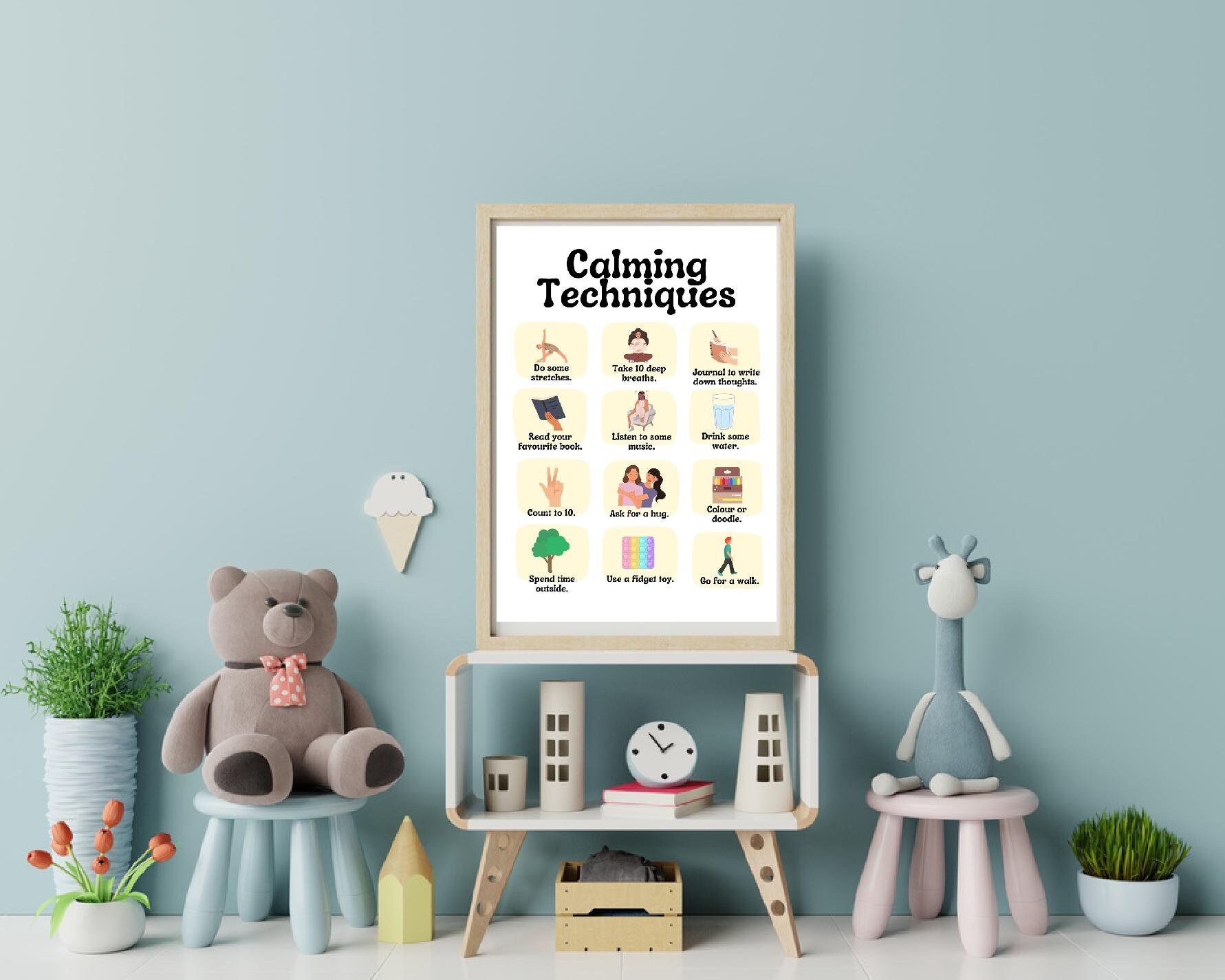 Calming Corner Wall Art Poster, Calm Down Strategies Sign Printable ...