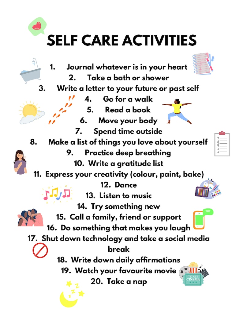 Self Care Print Self Care Checklist Self Care Printable - Etsy