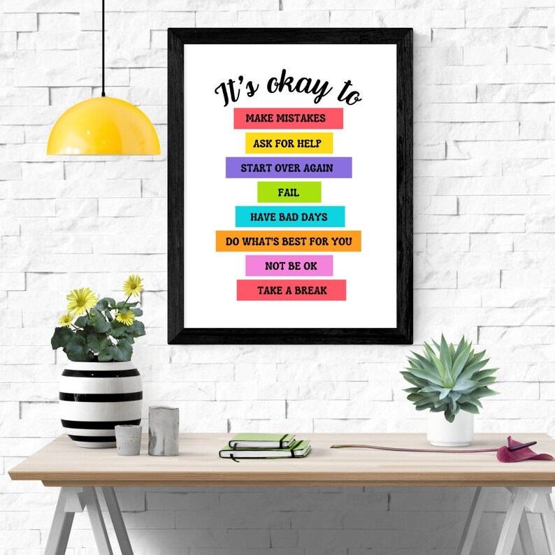 It's Okay to Not Be Okay Poster Rainbow, Classroom Poster, Educational ...