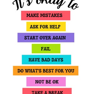It's Okay to Not Be Okay Poster Rainbow, Classroom Poster, Educational ...
