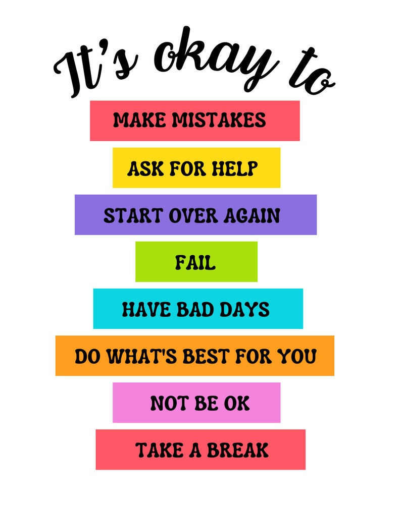 It's Okay to Not Be Okay Poster Rainbow, Classroom Poster, Educational ...