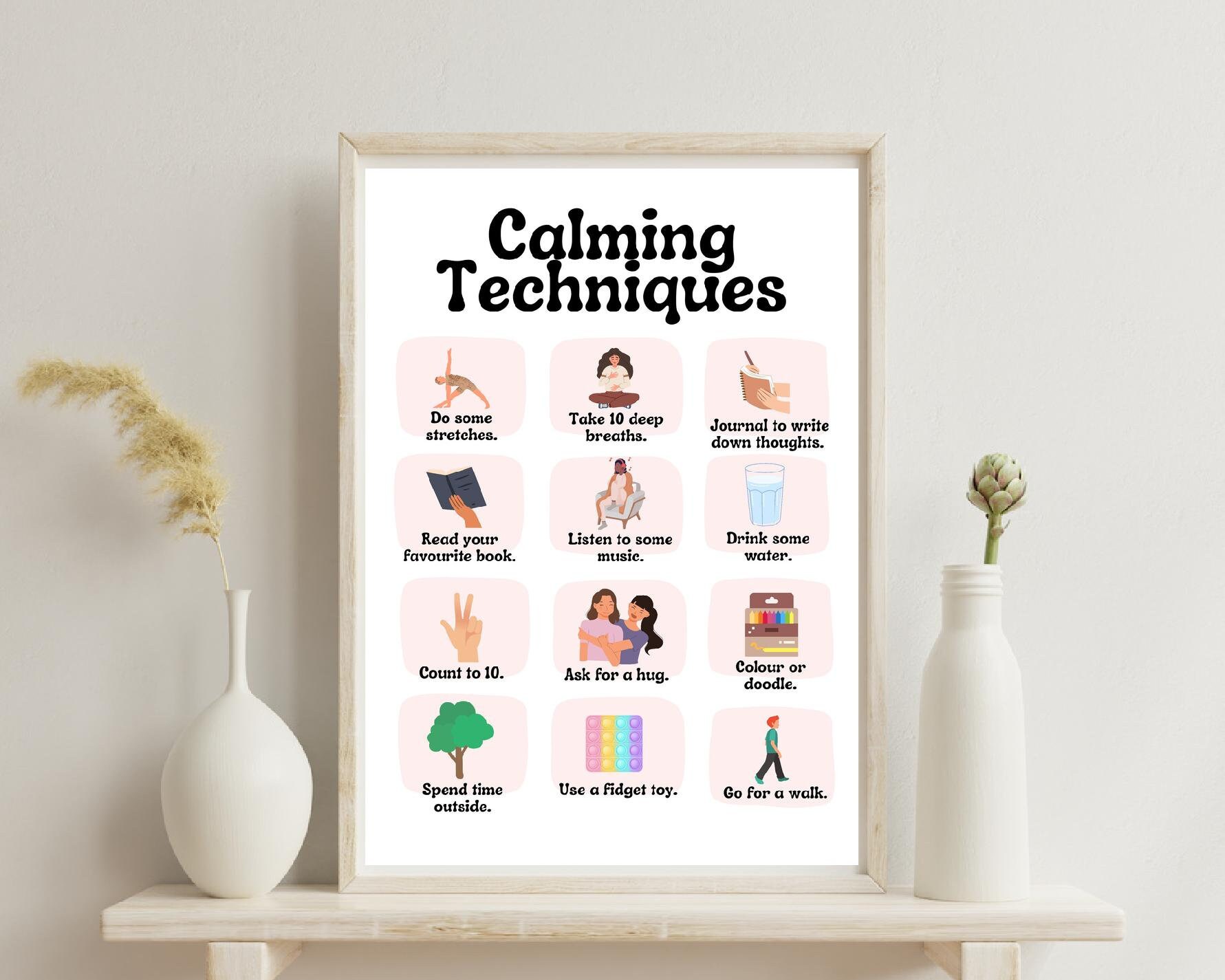 Calming Corner Strategies Poster Chart, Calming Techniques, Calming ...