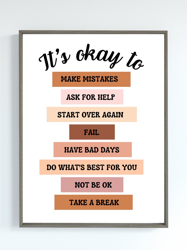 It's Okay to Not Be Okay Poster, Classroom Poster, Educational Wall Art ...
