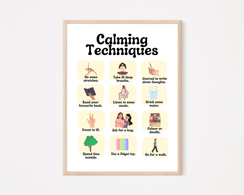 Calming Corner Wall Art Poster, Calm Down Strategies Sign Printable ...