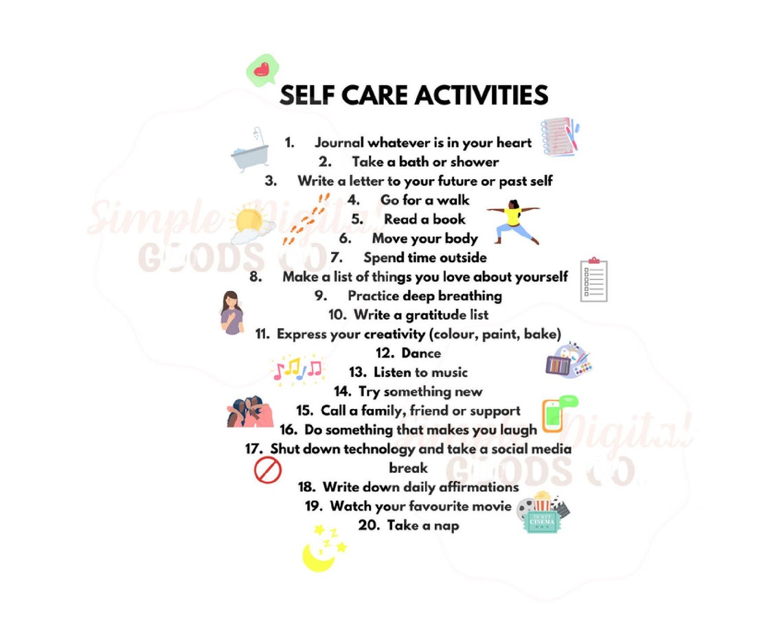 Self Care Print, Self Care Checklist, Self Care Printable, Mindfulness ...