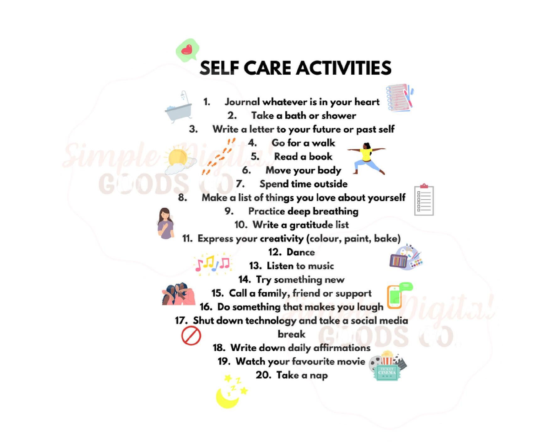 Self Care Print, Self Care Checklist, Self Care Printable, Mindfulness ...