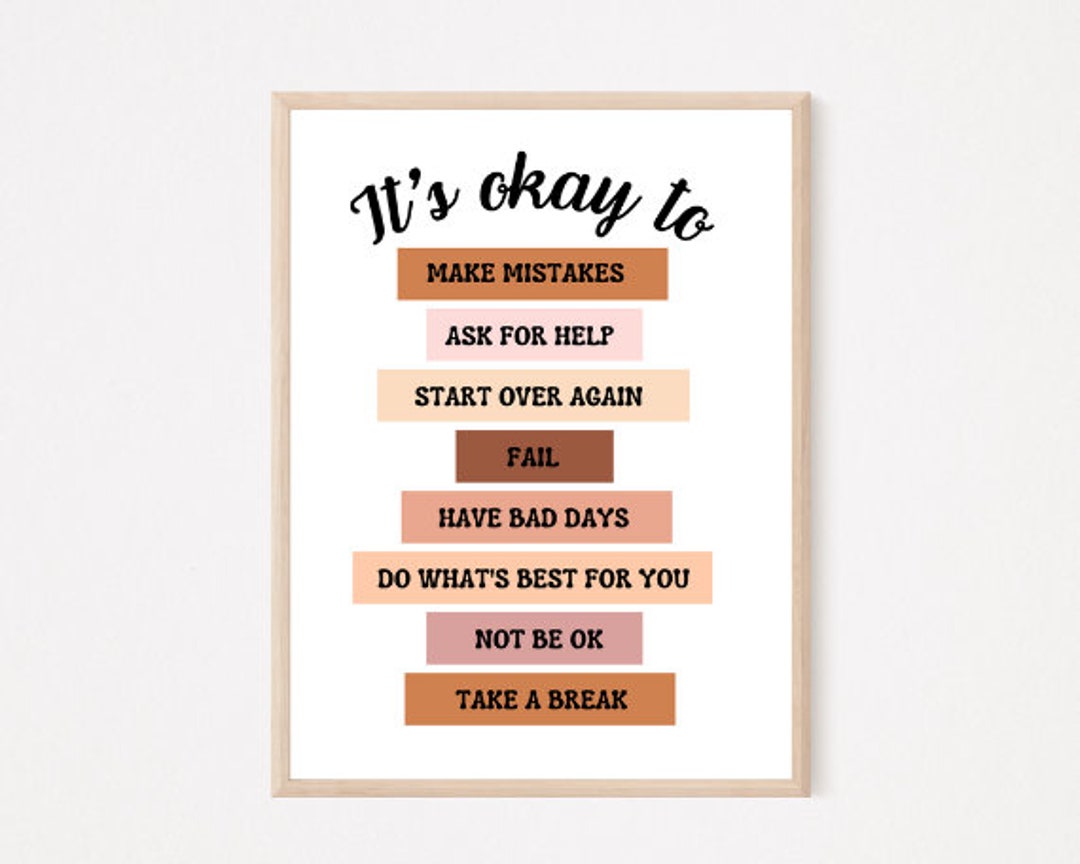 It's Okay to Not Be Okay Poster, Classroom Poster, Educational Wall Art ...