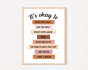 It's Okay to Not Be Okay Poster Rainbow, Classroom Poster, Educational ...