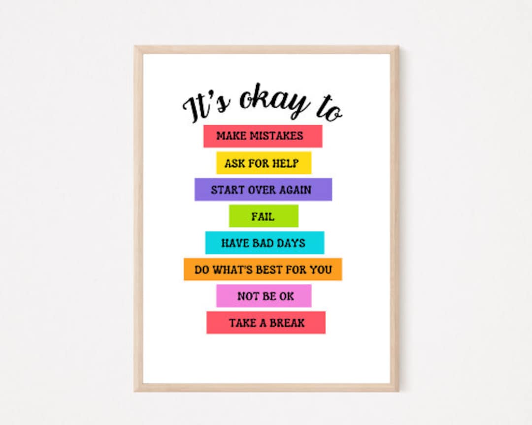 It's Okay to Not Be Okay Poster Rainbow, Classroom Poster, Educational ...