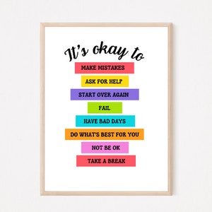 It's Okay to Not Be Okay Poster Rainbow, Classroom Poster, Educational ...