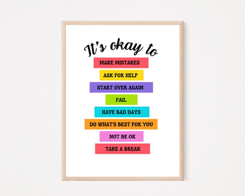It's Okay to Not Be Okay Poster Rainbow, Classroom Poster, Educational ...