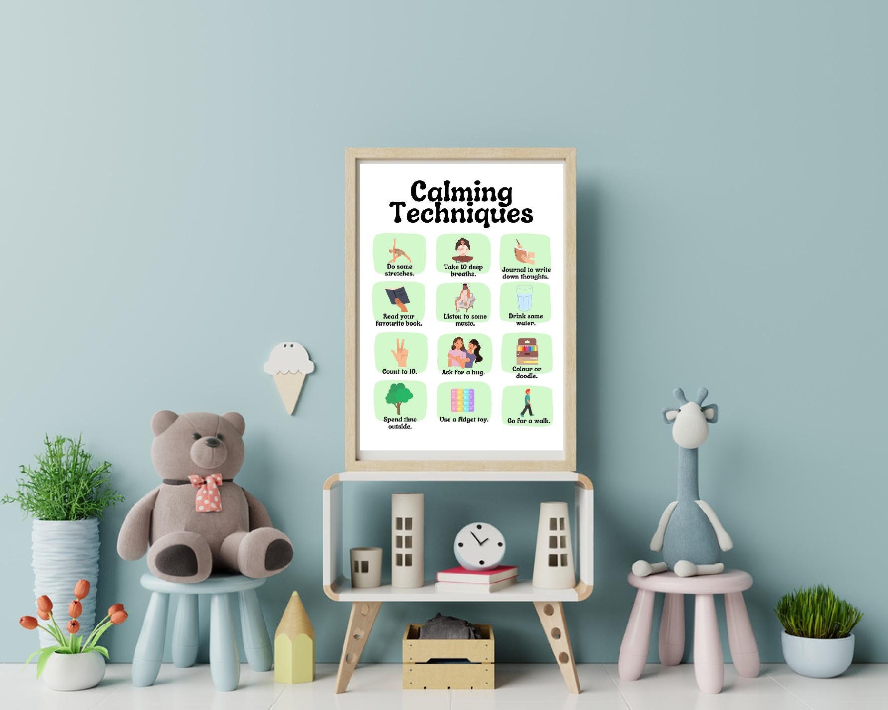 Calming Corner Strategies Poster Chart, Calming Techniques, Calming ...