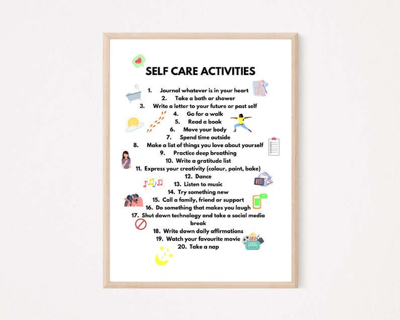 Self Care Print, Self Care Checklist, Self Care Printable, Mindfulness ...