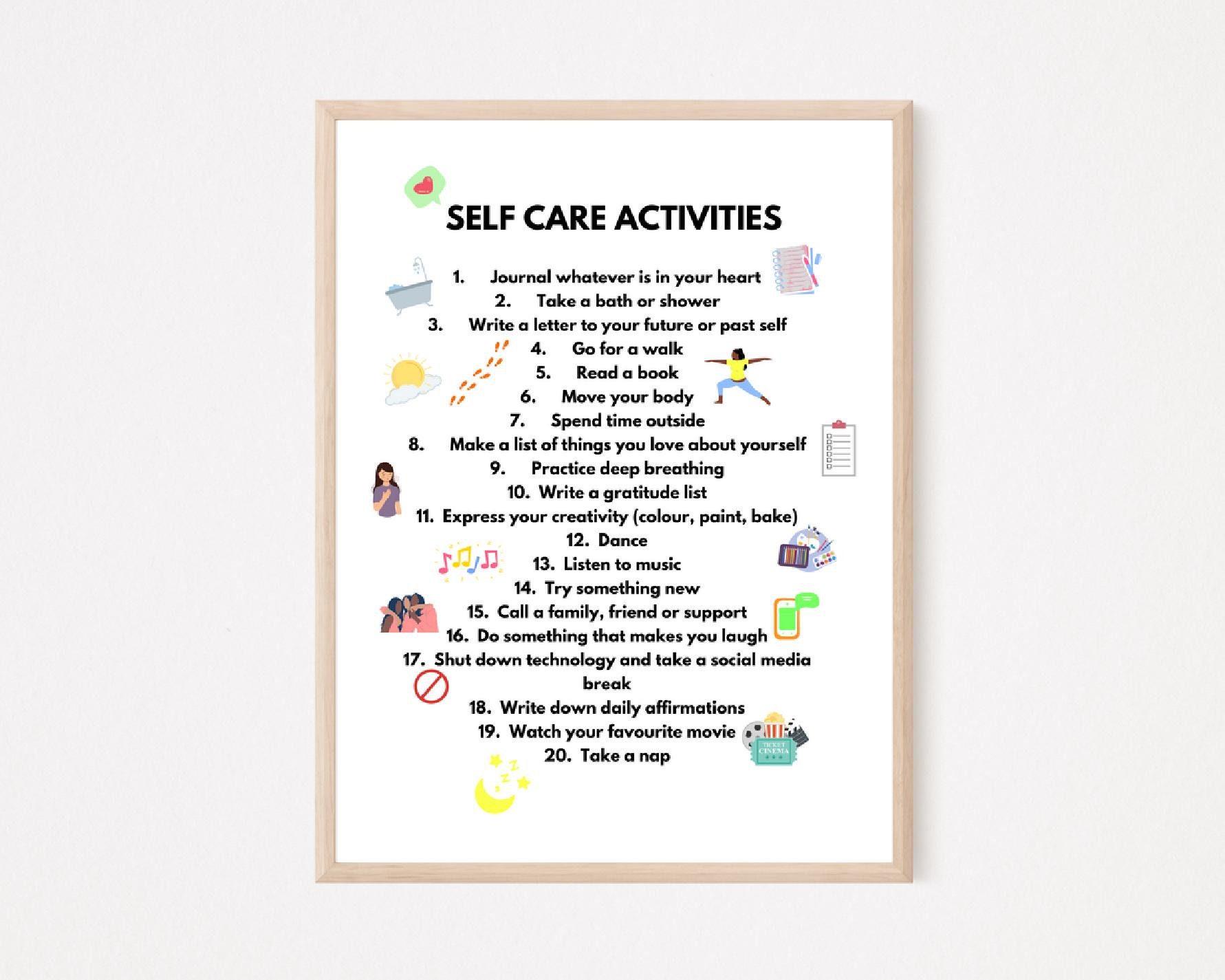 Self Care Print, Self Care Checklist, Self Care Printable, Mindfulness ...