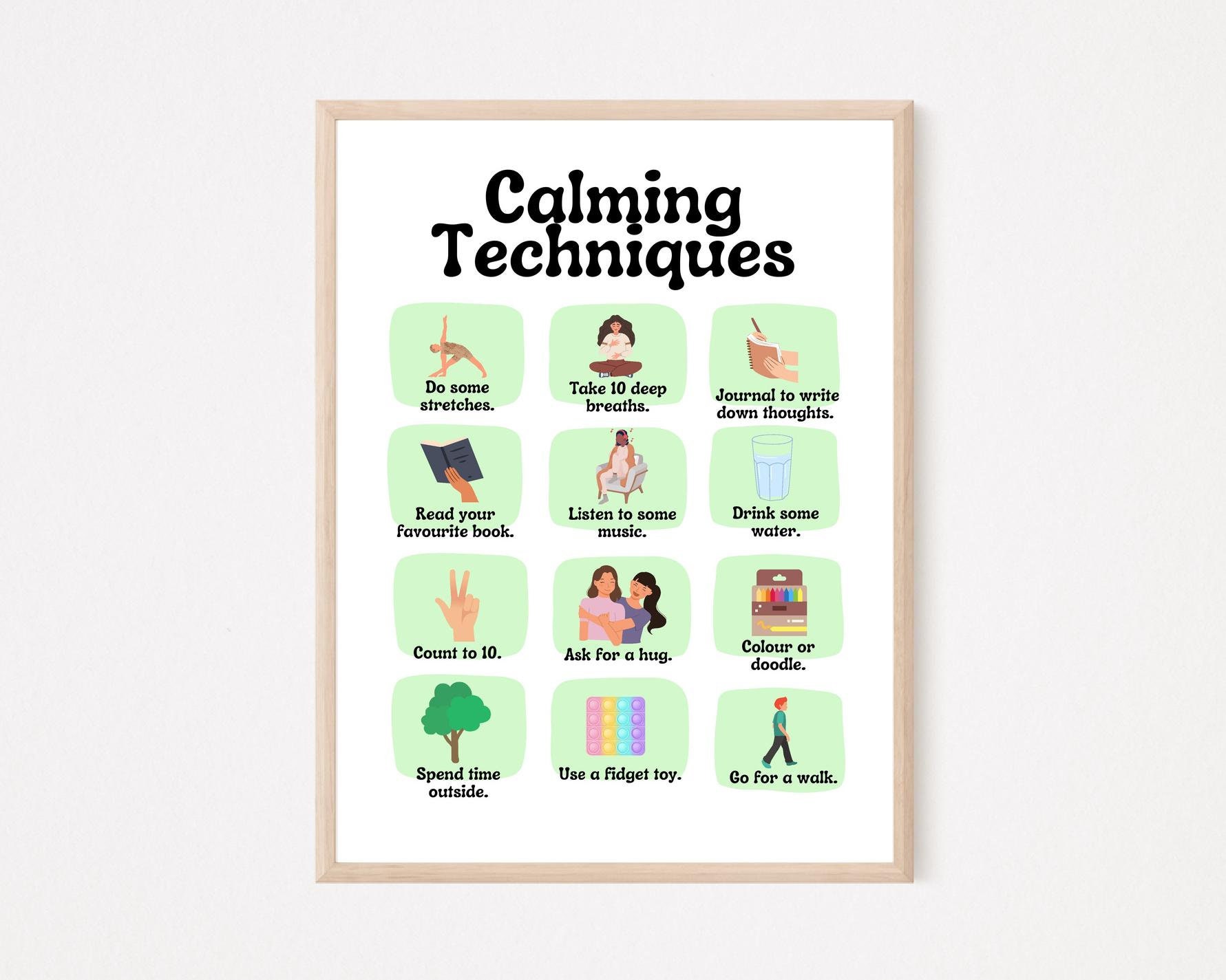 Calming Corner Strategies Poster Chart, Calming Techniques, Calming ...