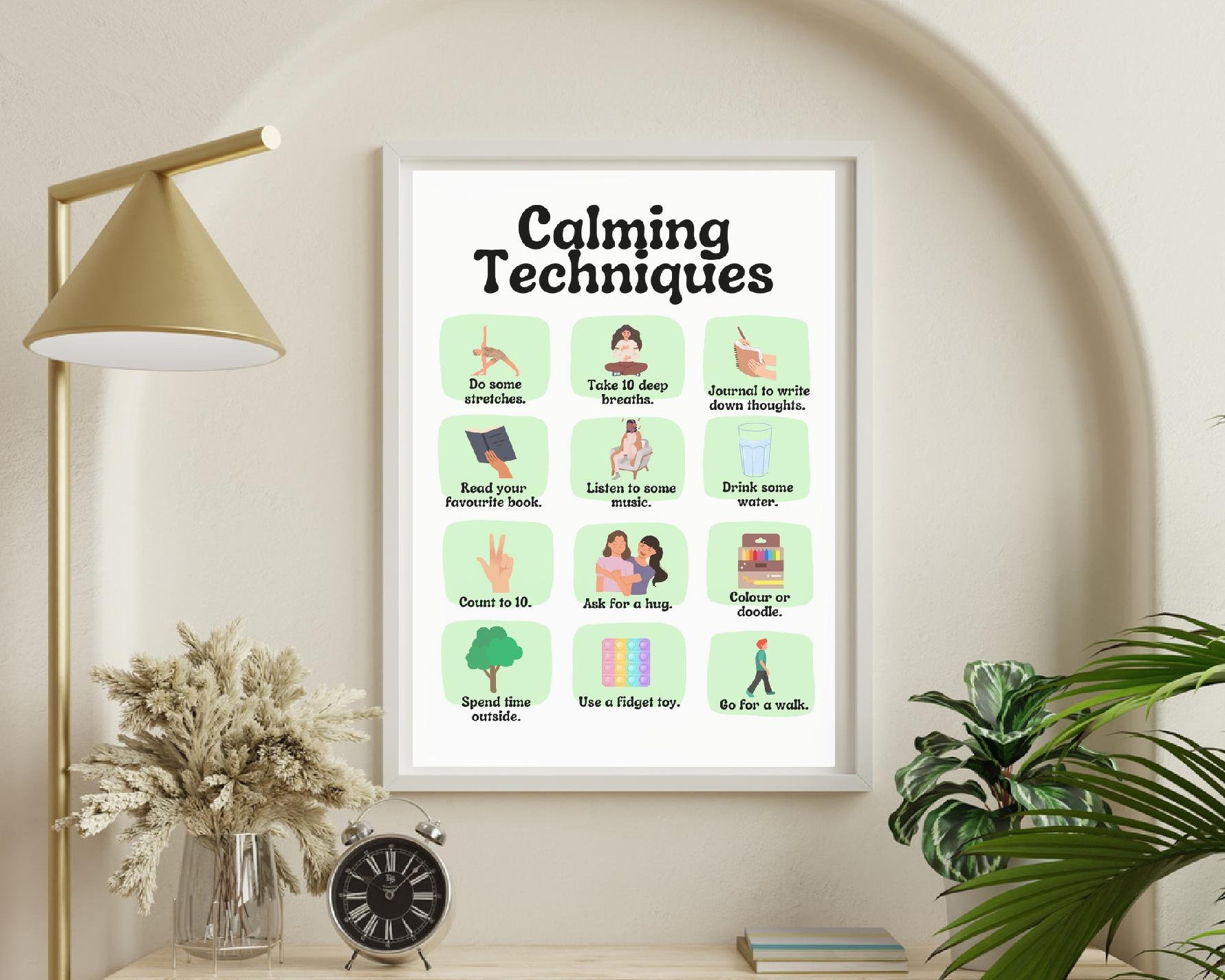 Calming Corner Strategies Poster Chart, Calming Techniques, Calming ...