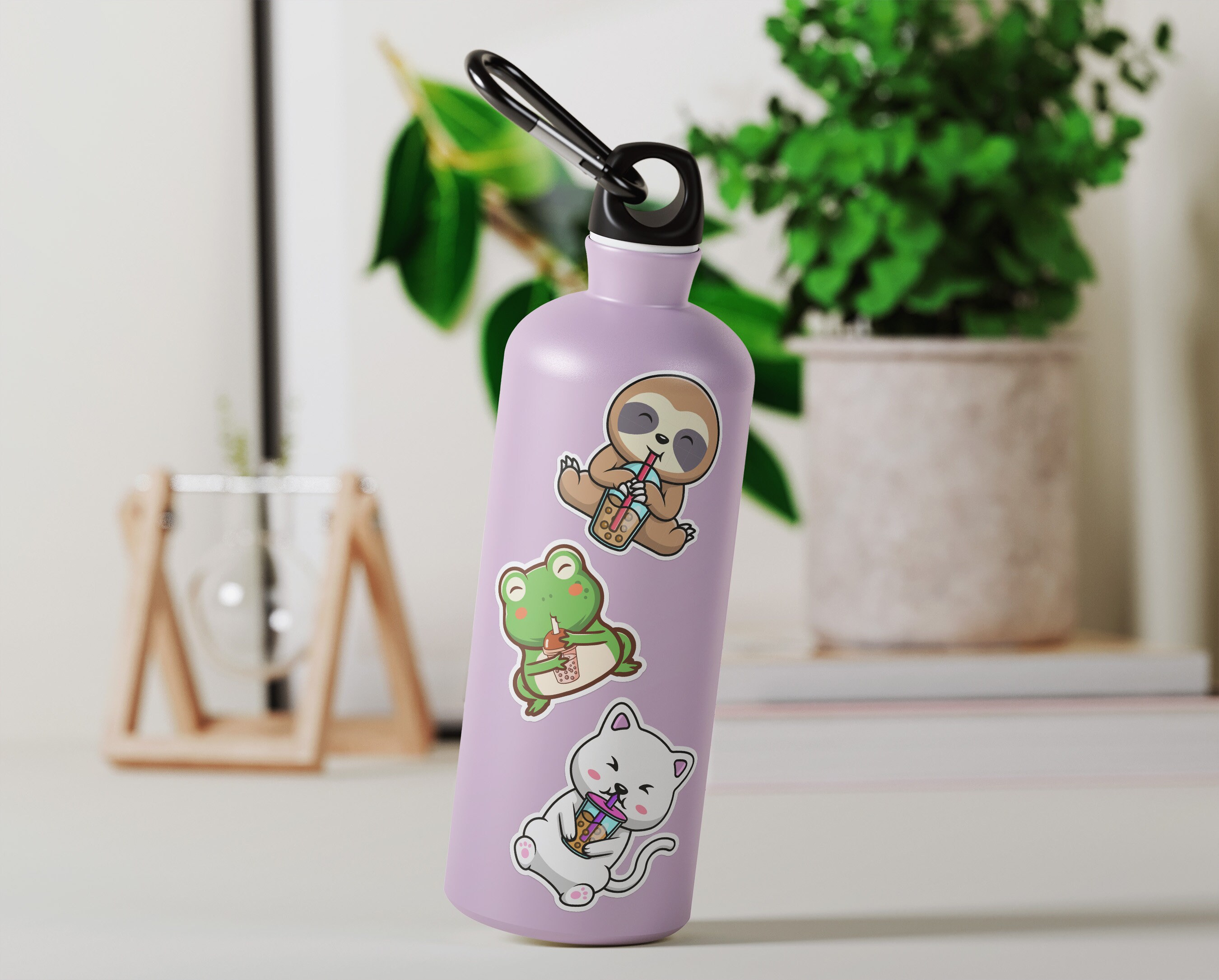 Kawaii Animal Boba Tea Sticker Pack Sloth Frog and Cat Multi - Etsy