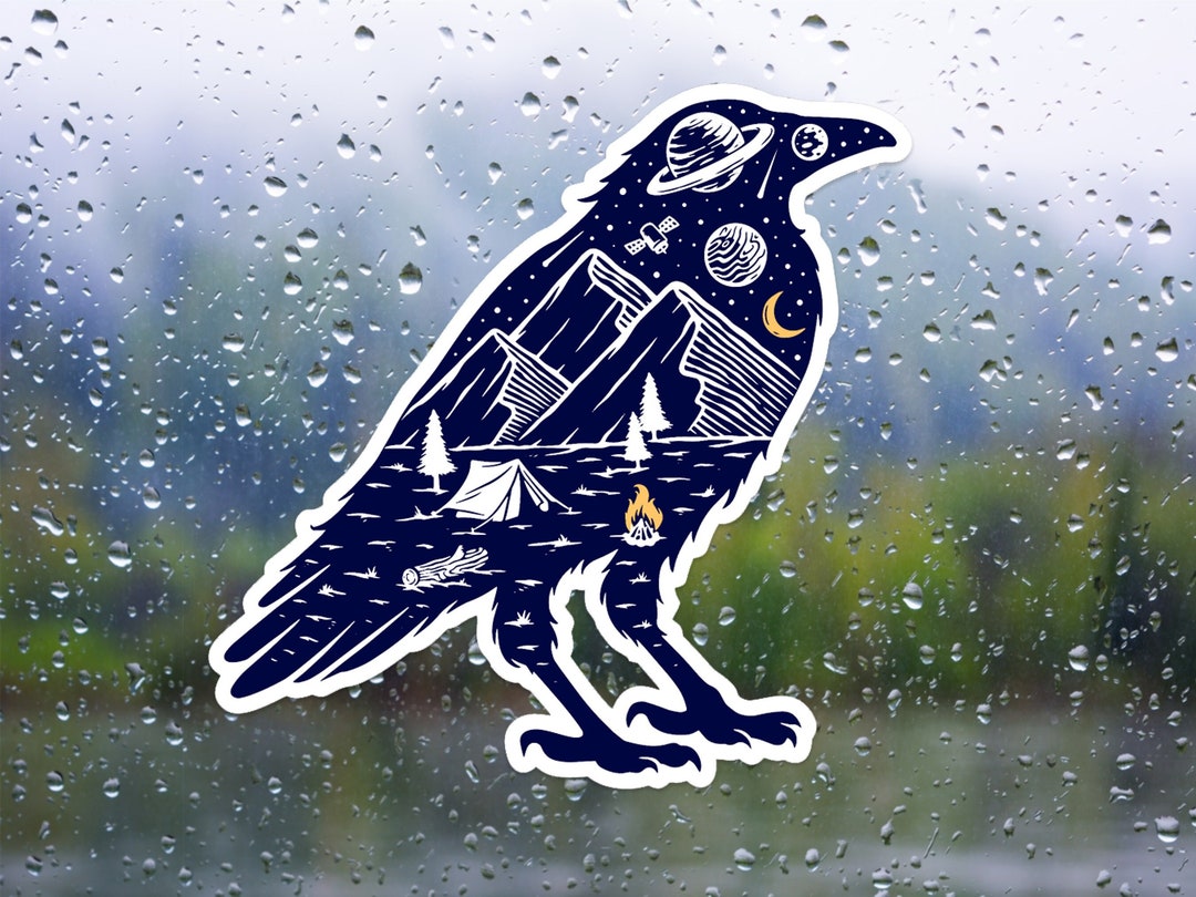 Raven Sticker Mountain Outdoor Camping Crow Sticker Water - Etsy