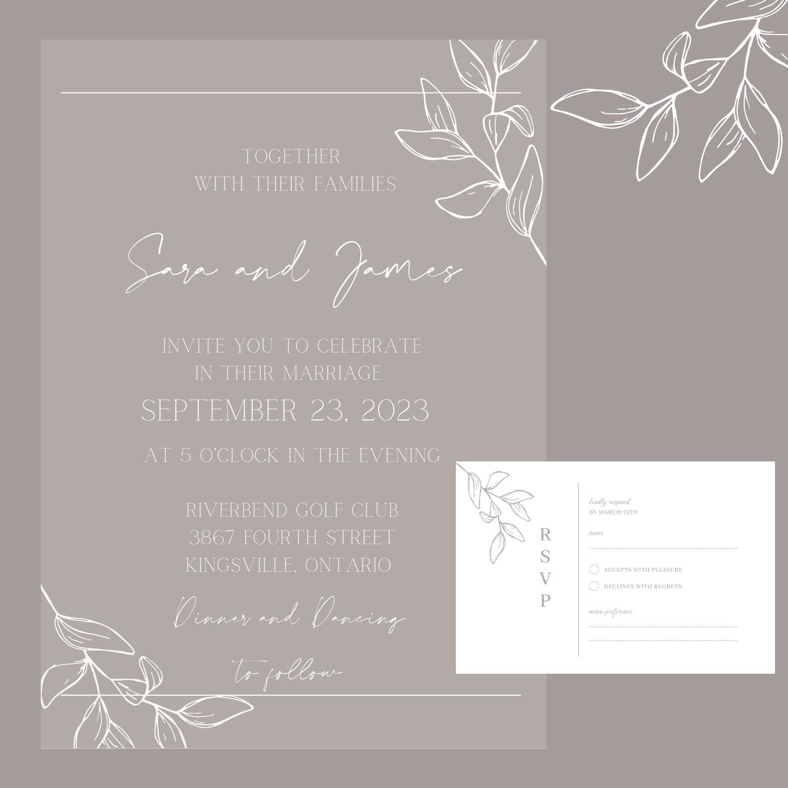Wedding Invitation Template Set, Earth Tone, Wedding Invitation Suite ...