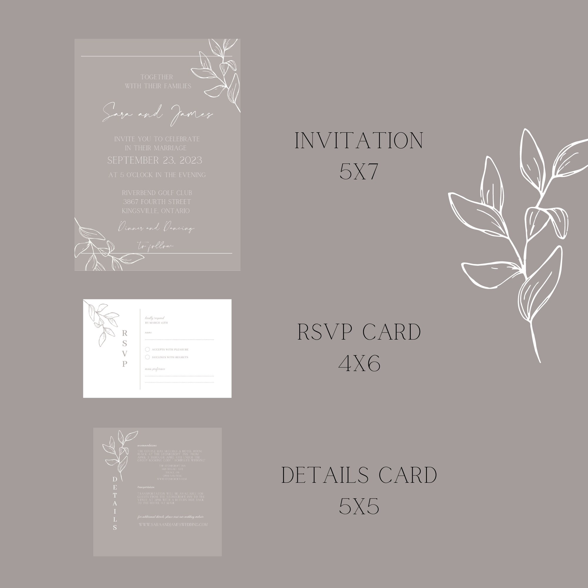 Wedding Invitation Template Set, Earth Tone, Wedding Invitation Suite ...