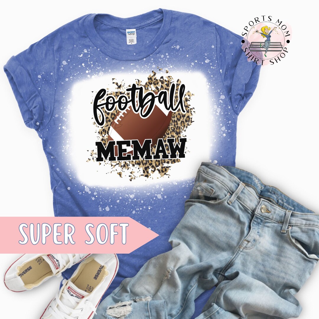 Bleach Leopard Football Memaw Shirt Distressed, Football Memaw Tee ...