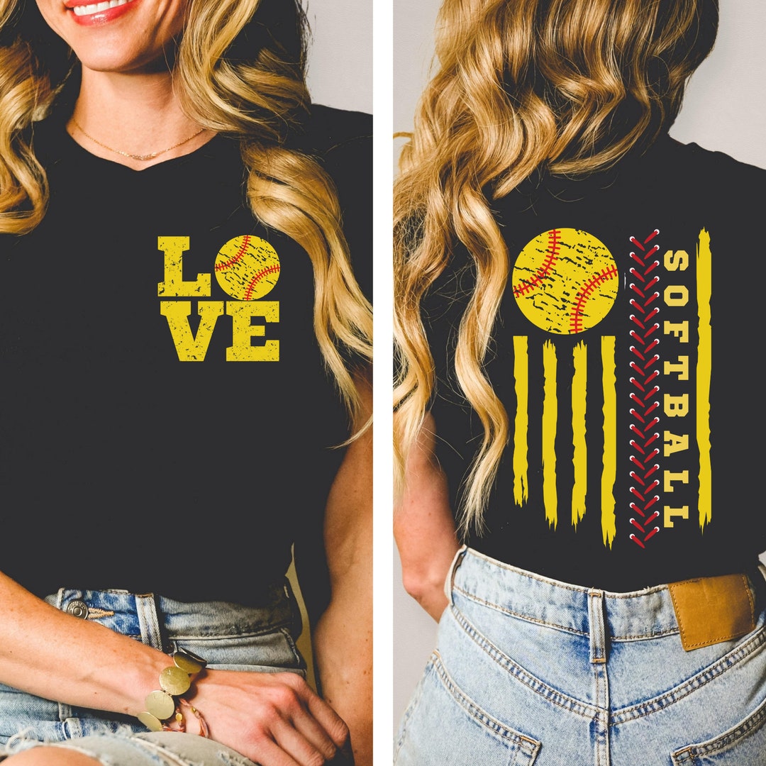 Softball Shirt, Softball Flag Shirt, Patriotic Softball T Shirt, Love ...