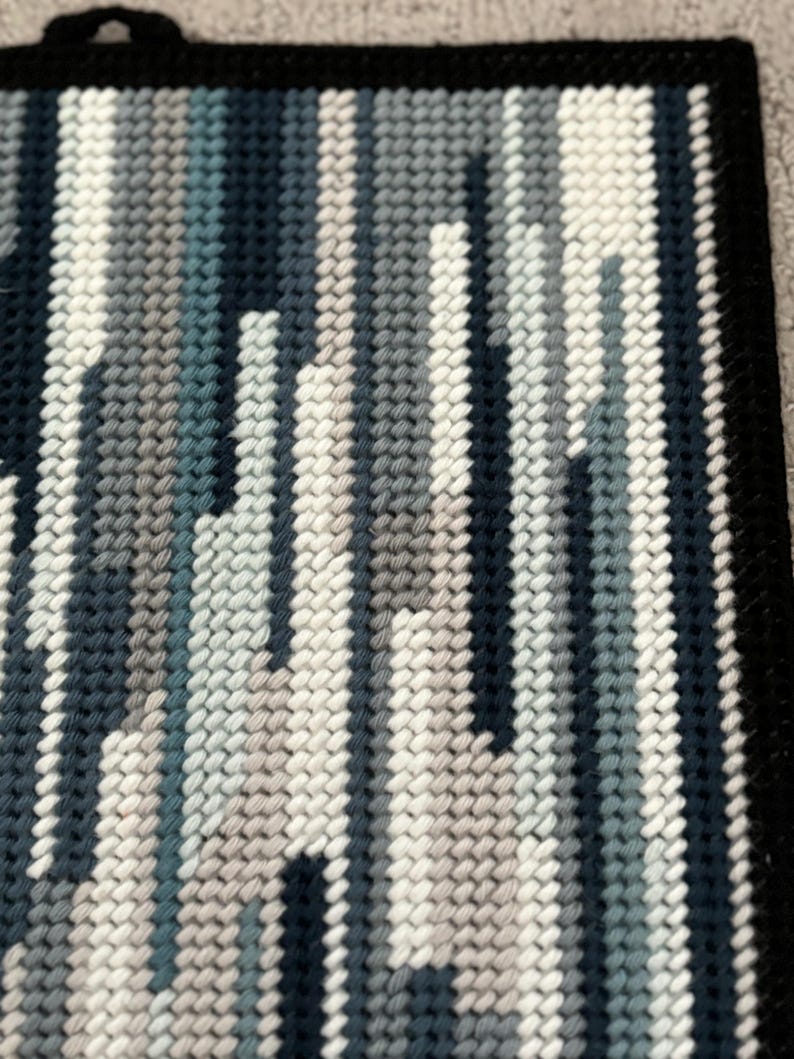 Plastic Canvas Blue Abstract Wall Hanging 13.5"x10.5" - Etsy