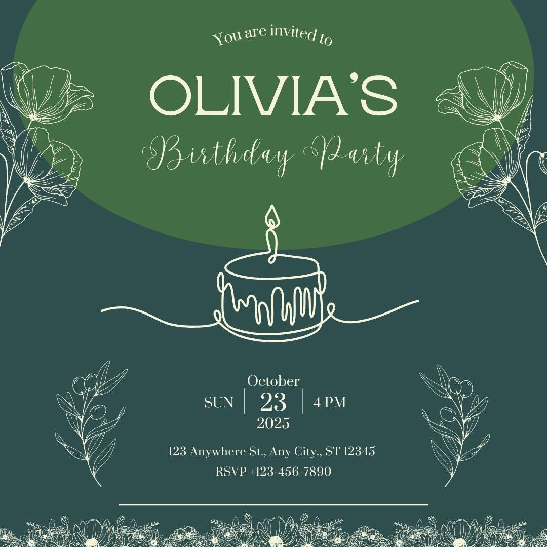 Customizable Digital Birthday Invitation | Editable Party Invite ...