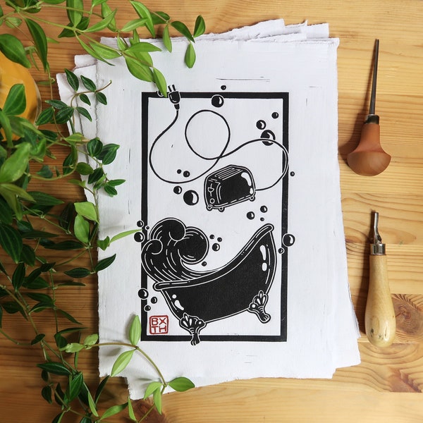 Linoleum Block Print - Etsy