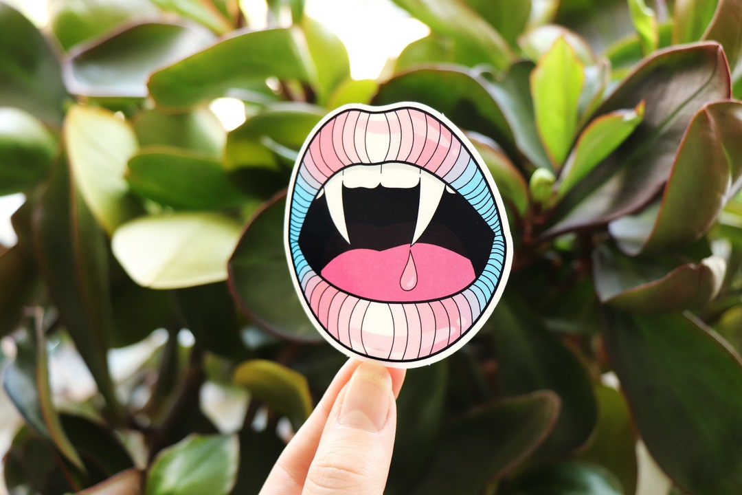 Trans LGBTQIA Vampire Lips Sticker Glossy Vinyl Sticker 6.2x6.9 Cm in ...
