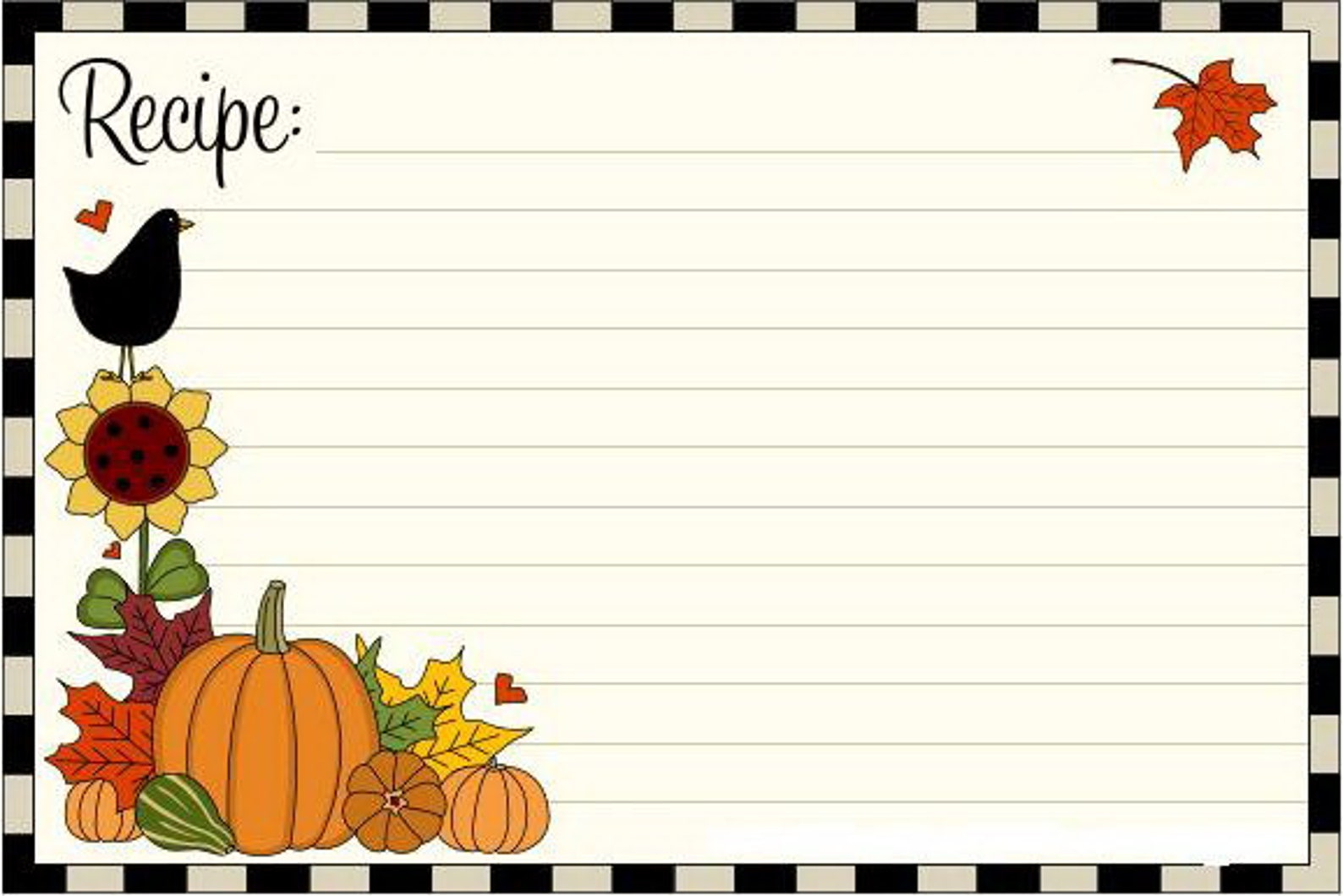 Fall Theme Recipe Cards Double Sided 50 Cards 4x6 - Etsy