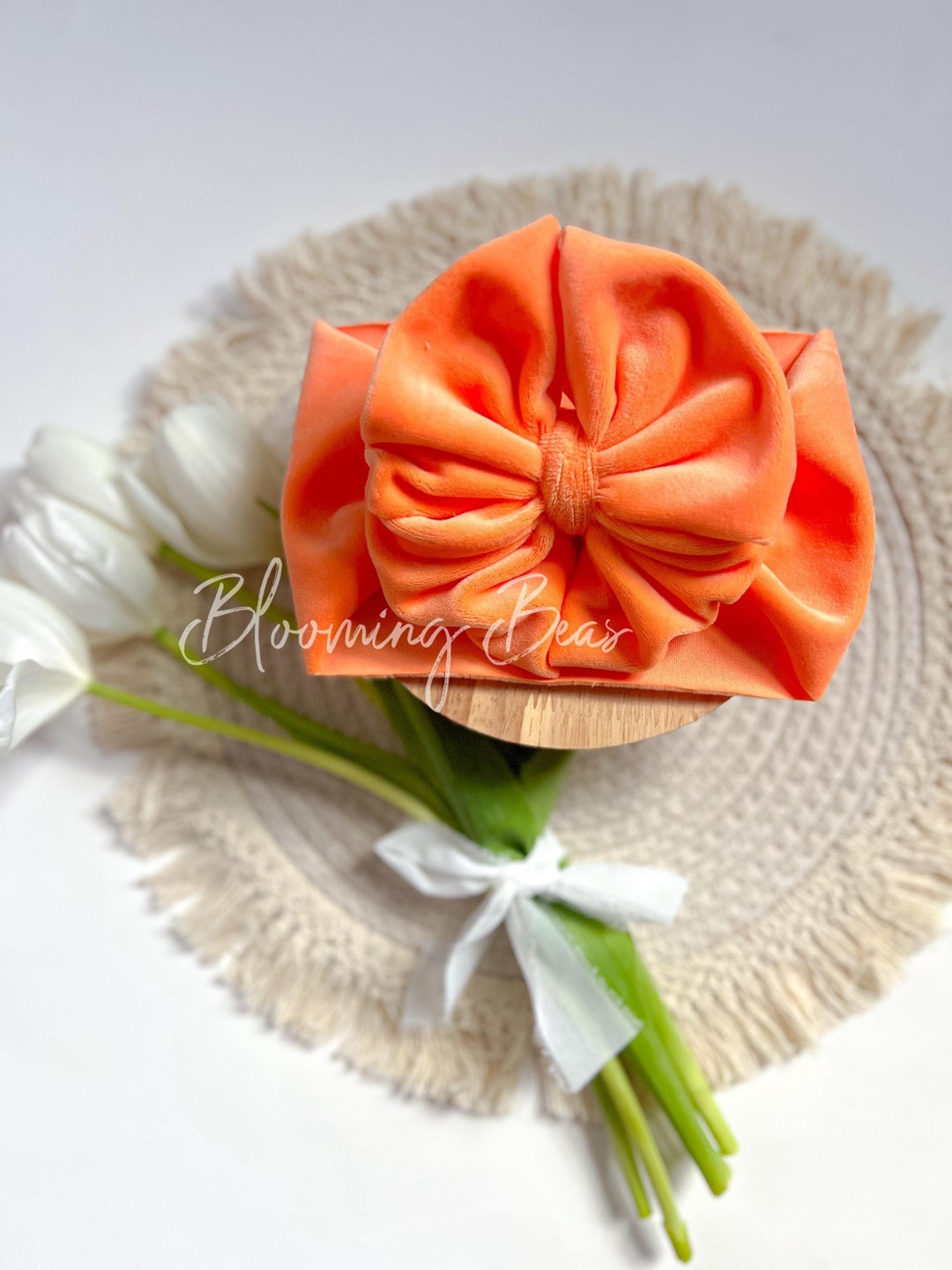 Peach Velvet Handmade Head Wraps I Handmade Velvet Head Wrap and Hair ...