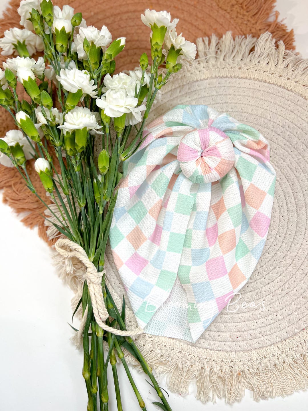 Handmade Pastel Checkered Turban: Spring Baby Toddler Headwear - Etsy