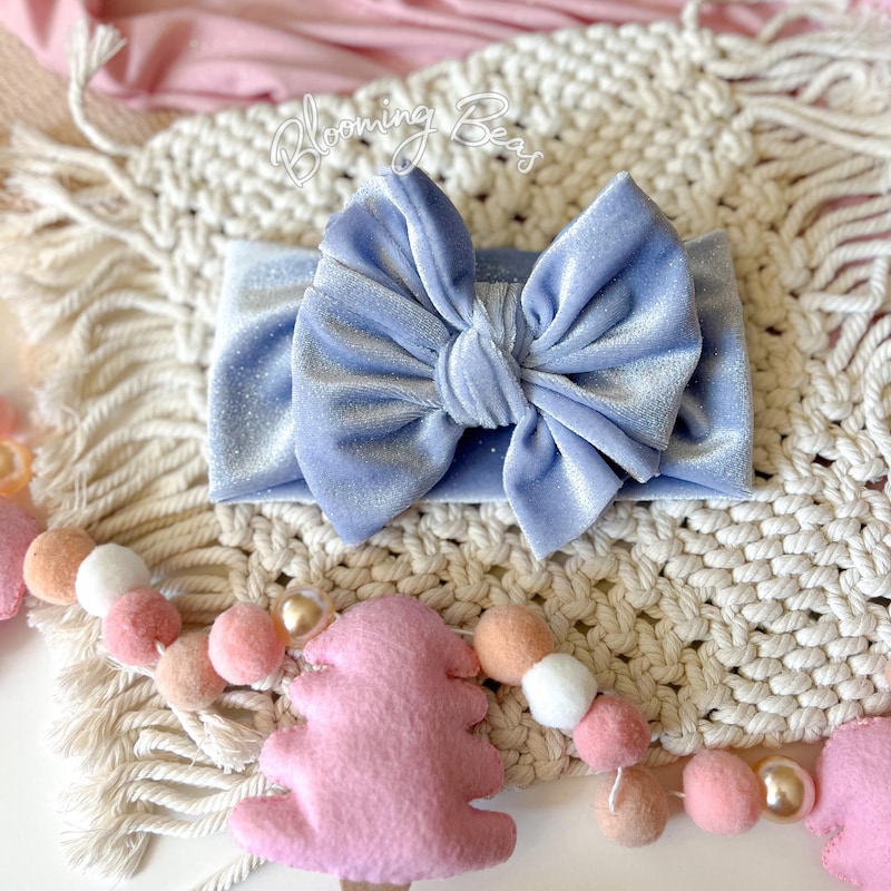 Velvet Bows Baby Blue - Etsy